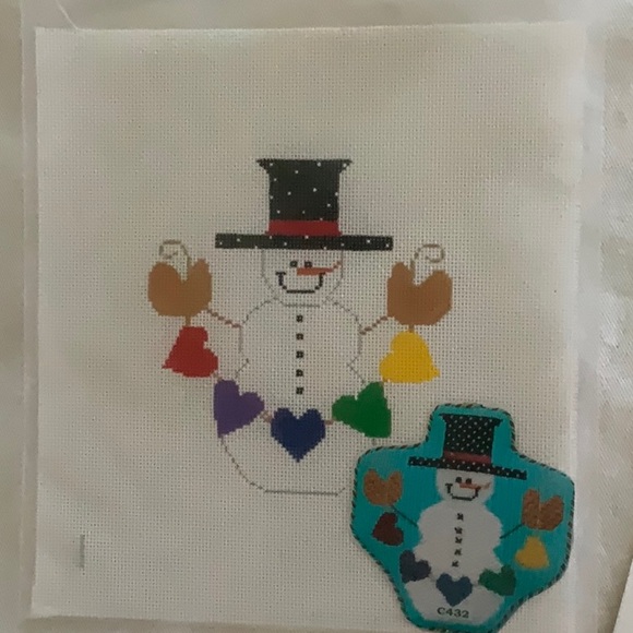 Other | Heart Snowman Needlepoint To Stitch With Stitch Guide | Poshmark